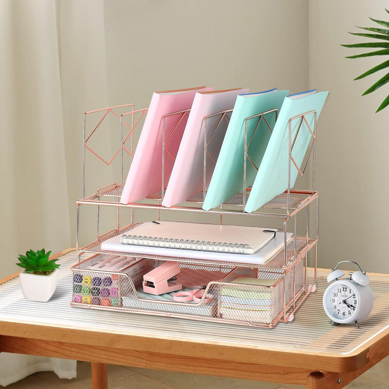 Everly Quinn Desk Organizers And Accessories, Office Supplies Desk Organizer With Sliding Drawer ...